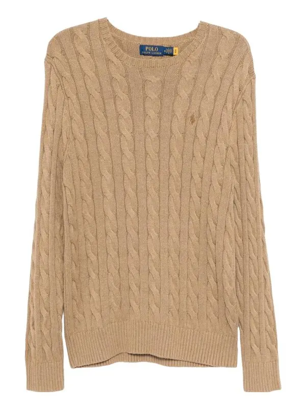 Polo Ralph Lauren Logo Embroidered Cable-knit Jumper - Nude