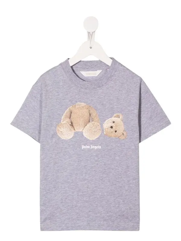 Palm Angels Bear Print Cotton T-shirt - Gray