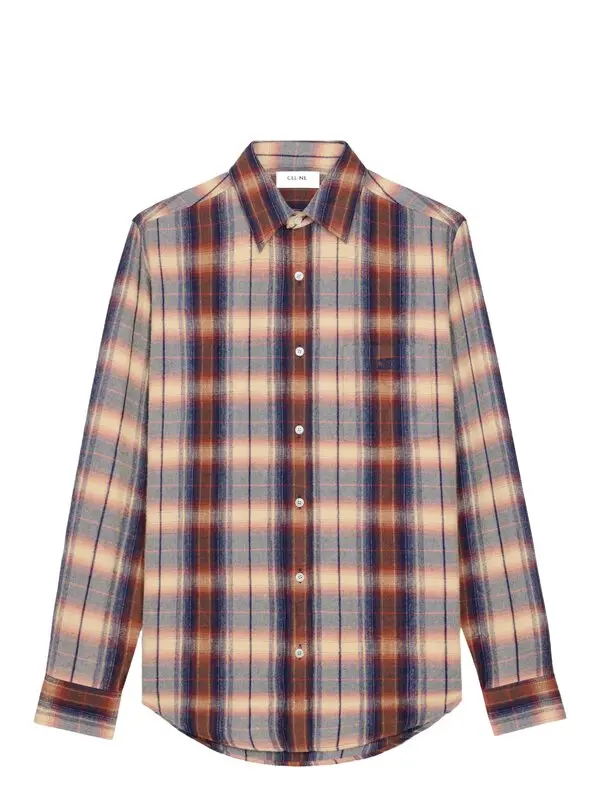 Celine Loose Shirt In Checked Viscose - Vanilla/navy/red