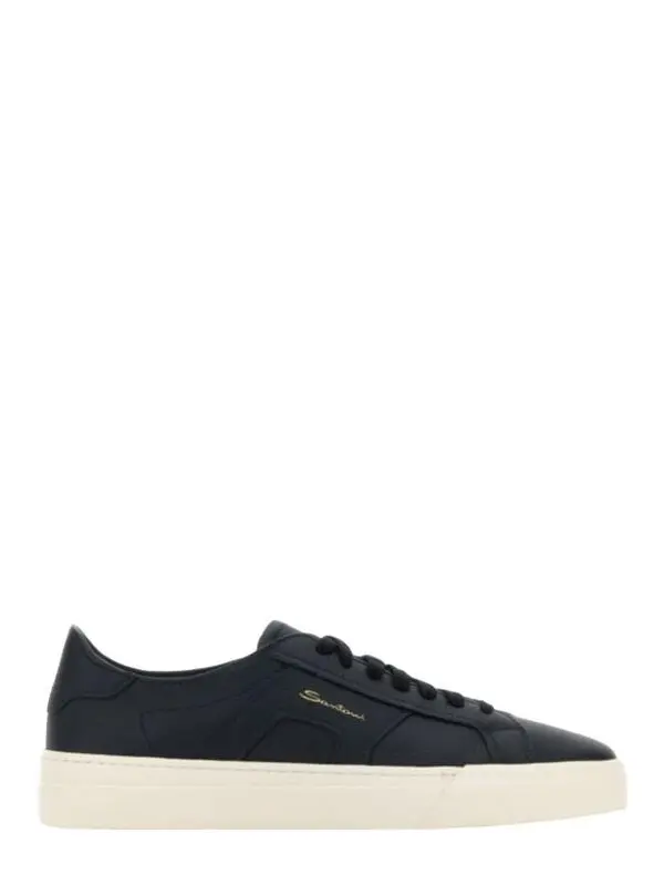 Santoni Grained Panelled Low-top Sneakers - White