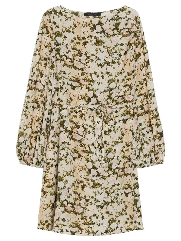 Max Mara Silk Crepe De Chine Floral Dress - Ivory