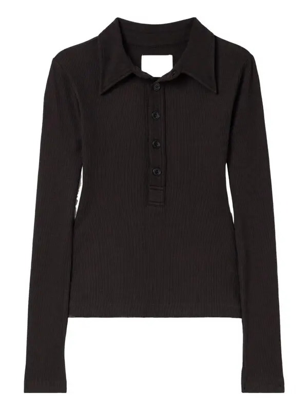 Citizens Of Humanity Ribbed Jersey Polo Shirt - Chocolate