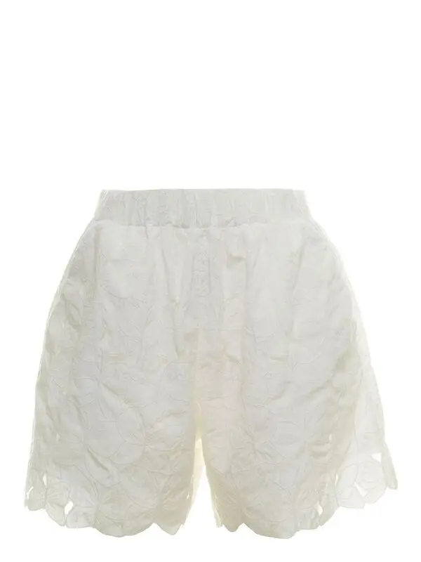 Red Valentino Lace Detailed High-waisted Shorts - White