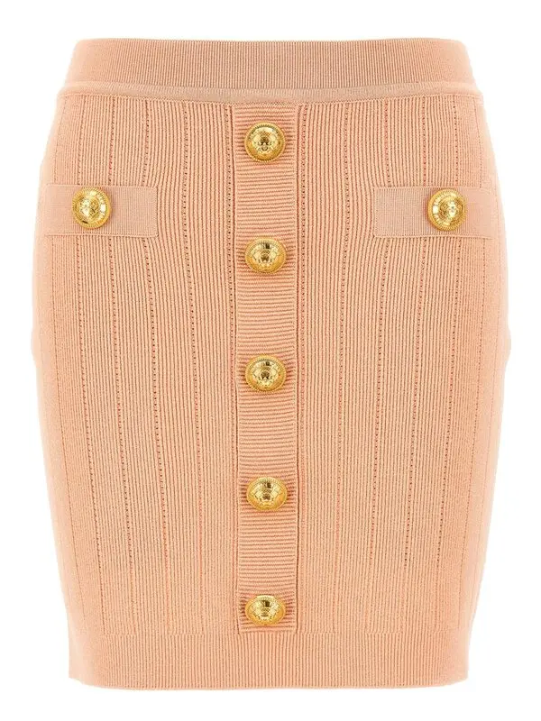 Balmain Button Detailed High-rise Mini Skirt - Pink