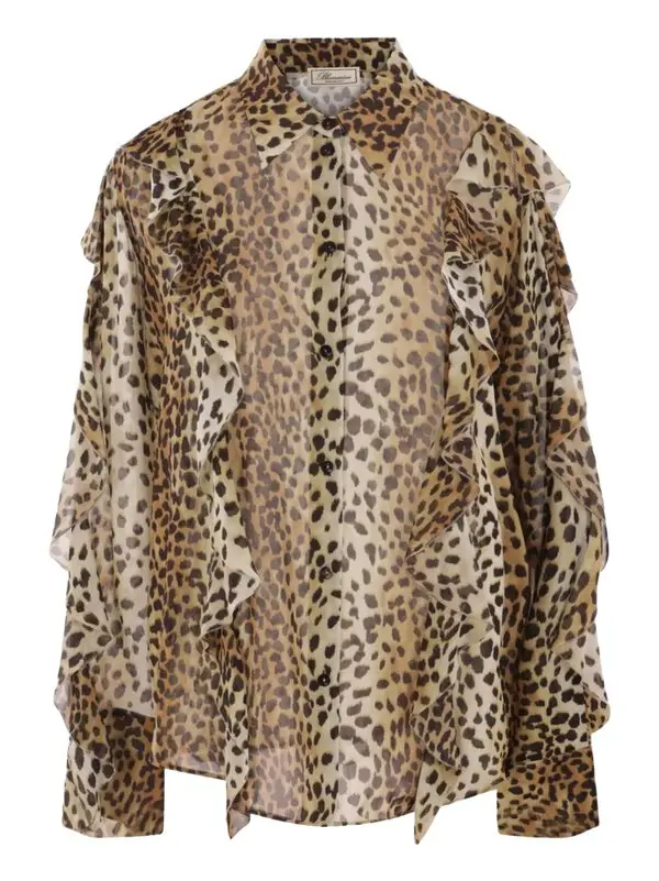 Blumarine Ruffled Chiffon Statement Top - Brown