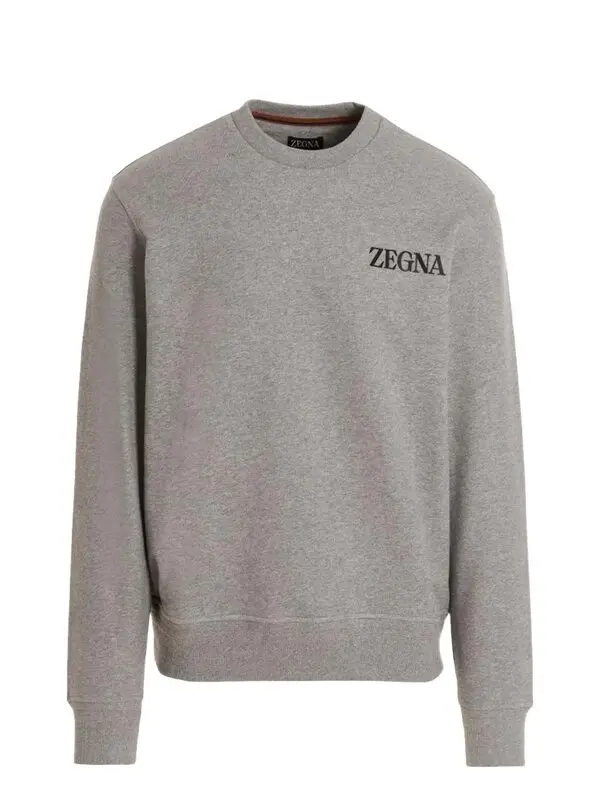Zegna Logo-print Cotton Sweatshirt - Gray