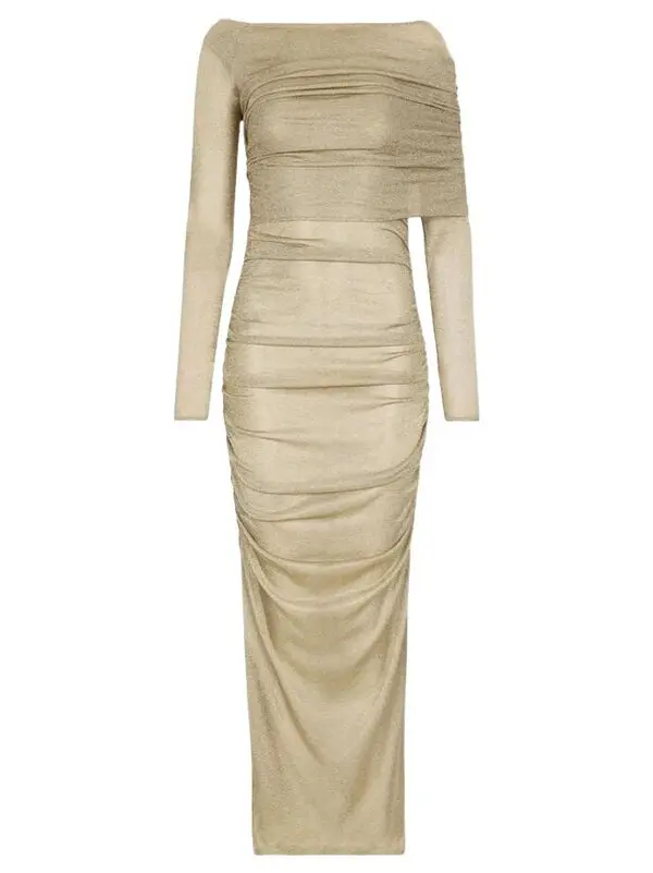 Dolce & Gabbana Lurex Mesh Calf-length Dress - Nude