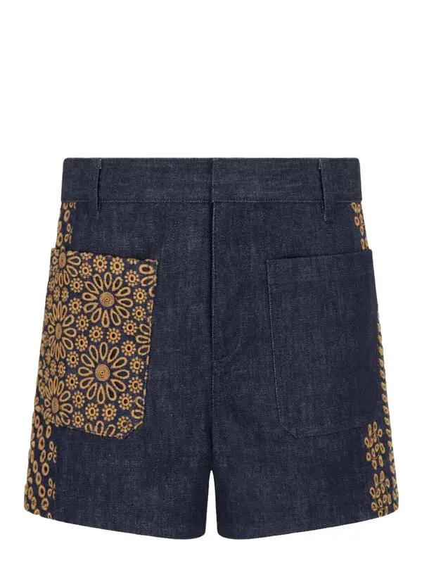 Dior Saint-gall Embroidered Denim Shorts - Black