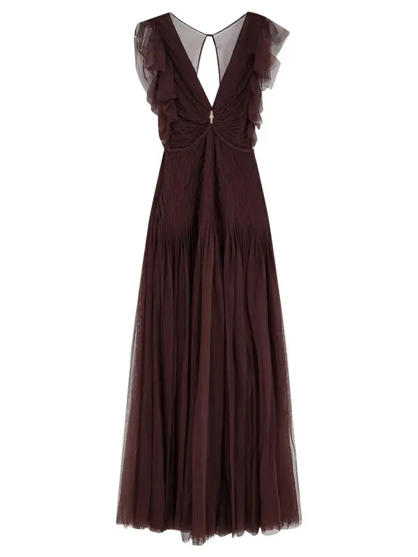Elisabetta Franchi Red Carpet Tulle Gown With Rhinestone Embellishment - Black
