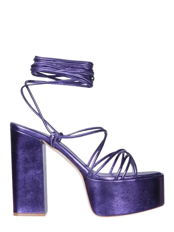 Paris Texas Lace-up Block-heeled Sandals - Blue