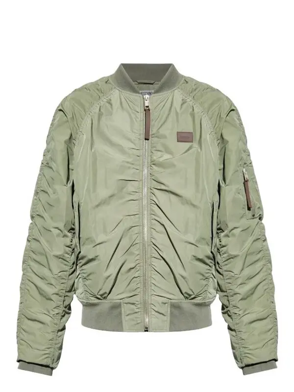 Moschino Ruched Zip-up Bomber Jacket - Green
