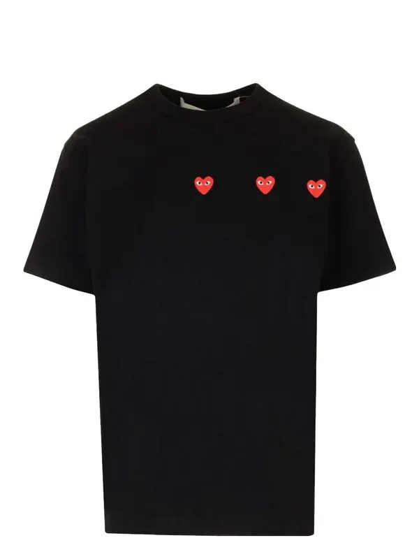 Play Comme Des Garcon Heart-print Cotton T-shirt - Black