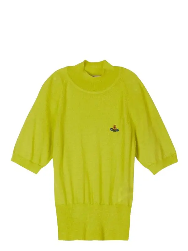 VIVIENNE WESTWOOD Orb Embroidered Short-sleeved Knitted Jumper - Yellow