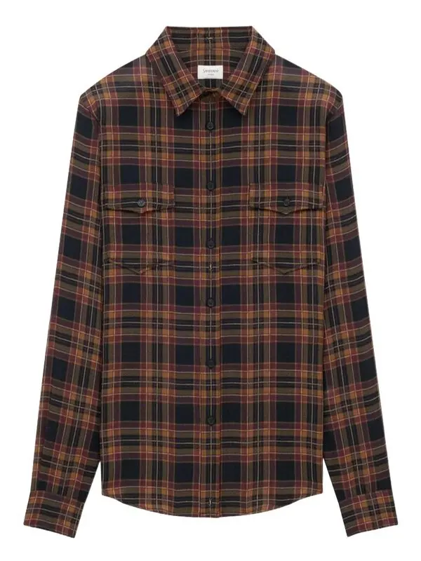Saint Laurent Cassandre Checked Button-up Shirt - Black