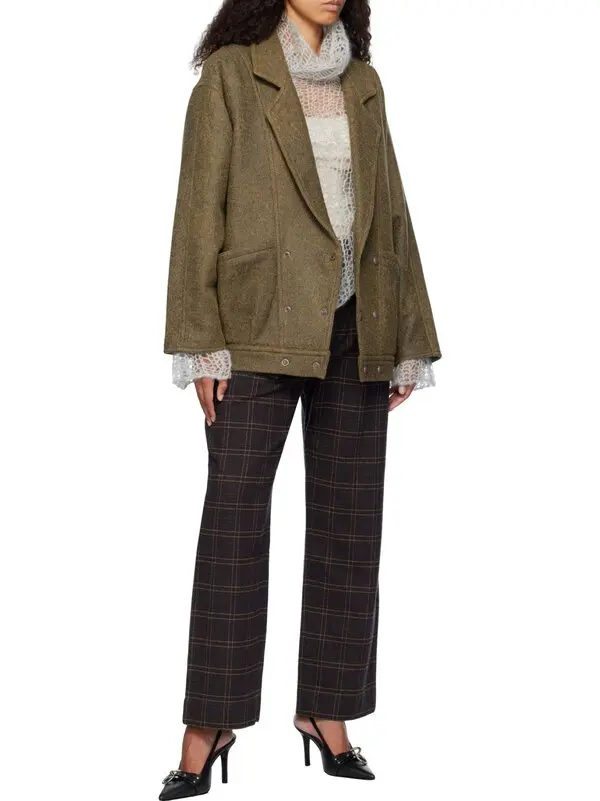 R13 Plaid Straight-leg Trousers - Brown