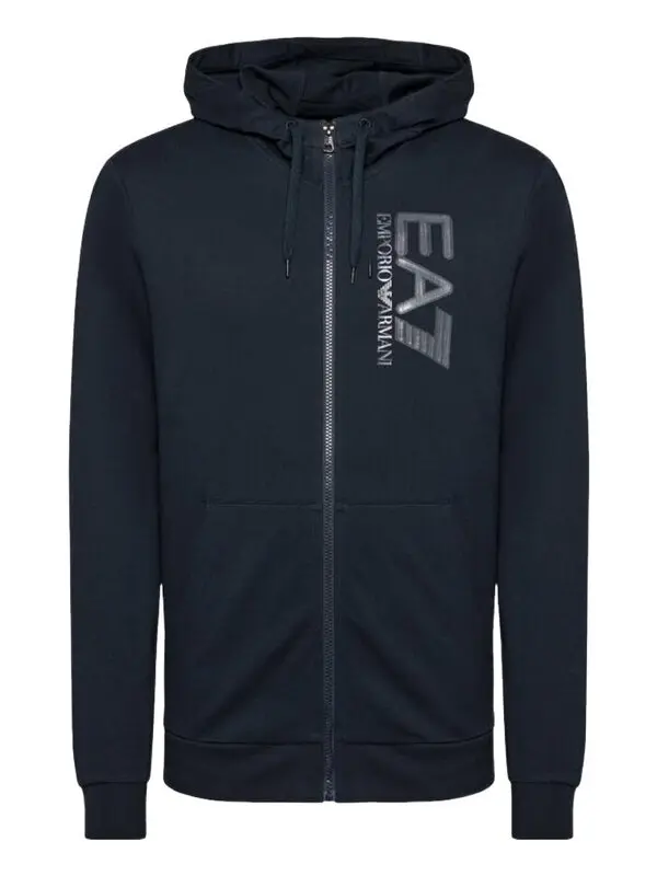 EA7 Logo Zip Hoodie - Black