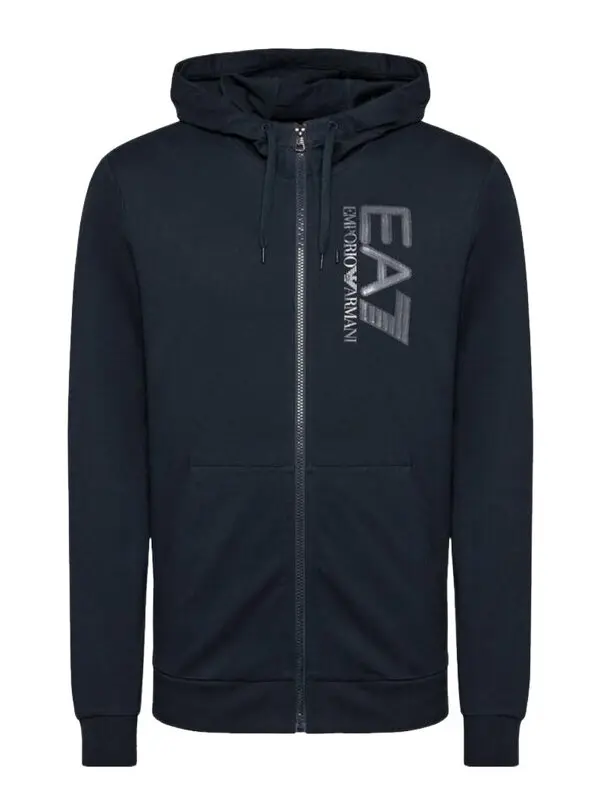 EA7 Logo Zip Hoodie - Black