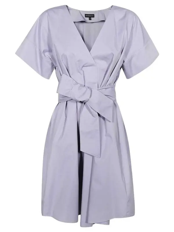 Emporio Armani V-neck Short Sleeve Dress - Gray