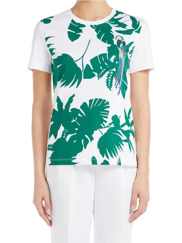 Max Mara Embellished Crewneck T-shirt With Graphic Design - Green