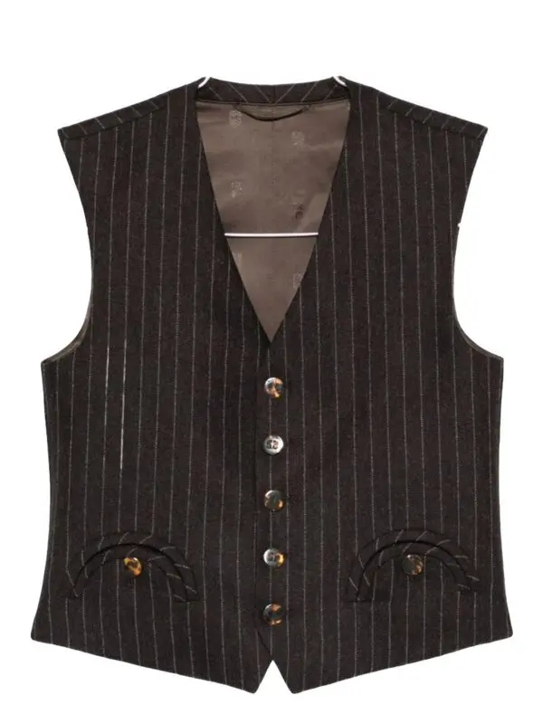 BLAZÉ MILANO Pinstripe Buttoned Waistcoat - Choco