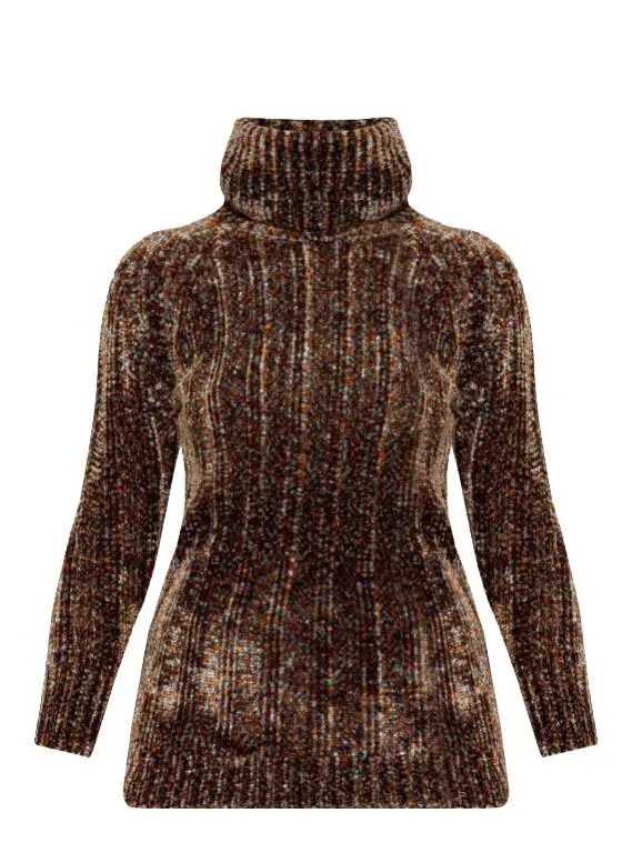 Dries Van Noten Long Sleeve High Neck Sweater - Brown