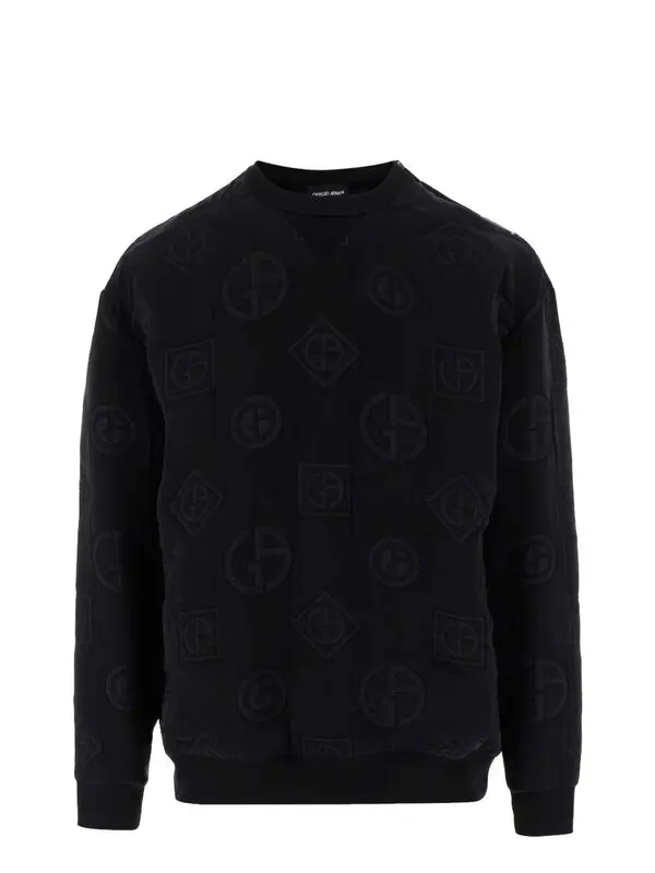 Giorgio Armani Embroidered Logo Crewneck Sweatshirt - Black