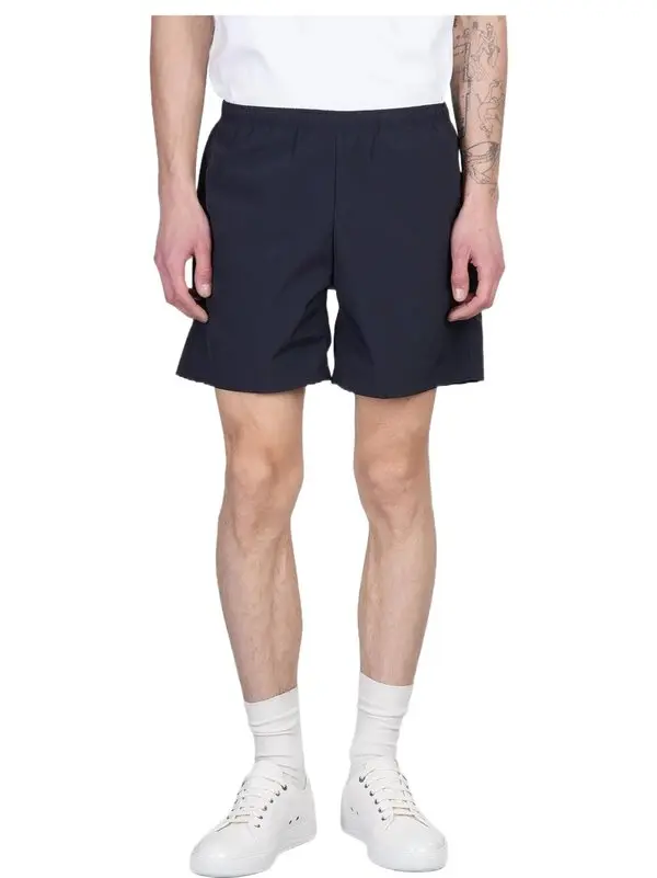 LANVIN Elastic Waist Shorts With Back Patch Logo - Blue
