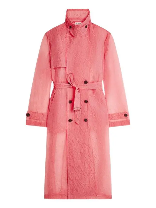 Dries Van Noten High Collar Long Sleeve Coat - Pink