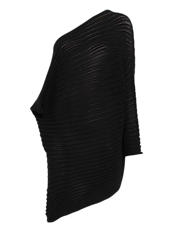 Issey Miyake Asymmetric Pleated Top - Black