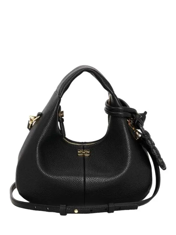 GANNI Butterfly Logo Mini Hobo Bag - Black