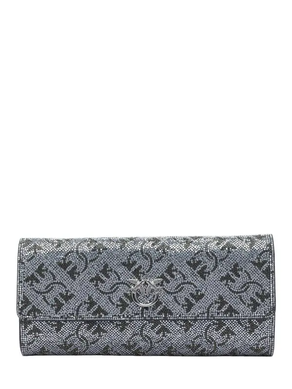 Pinko Logo Plaque Embellished Clutch Bag - Gray