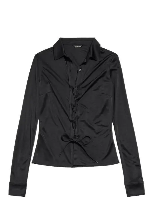 Balenciaga Collared Lace-up Shirt - Black