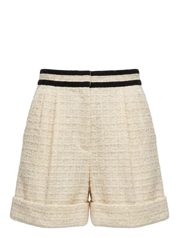 Gucci Turn-up Hem Shorts With Striped Waistband - Nude