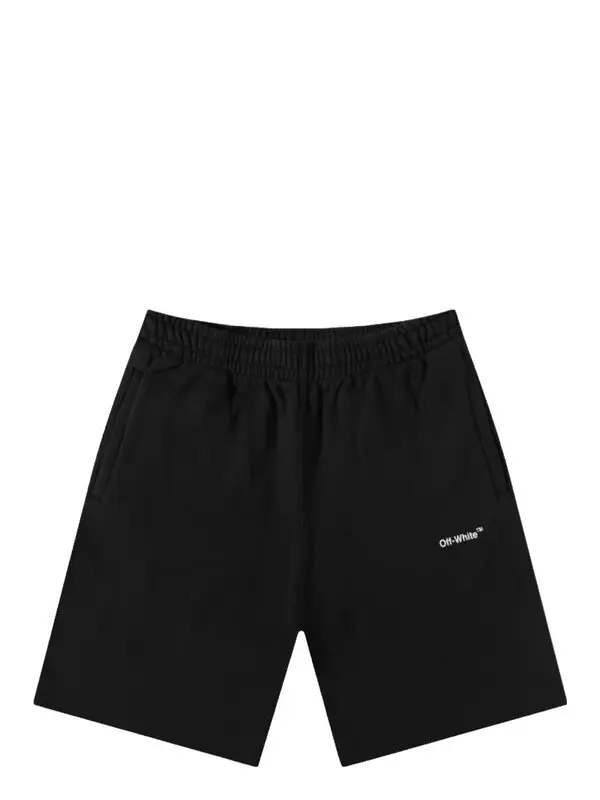 Off-White Logo Print Cotton Track Shorts - Black
