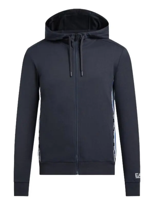 EA7 Logo Zip-up Hooded Jacket - Black