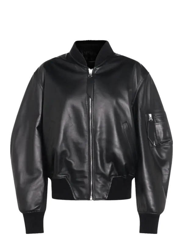 Attico The Zipped Bomber Jacket - Black