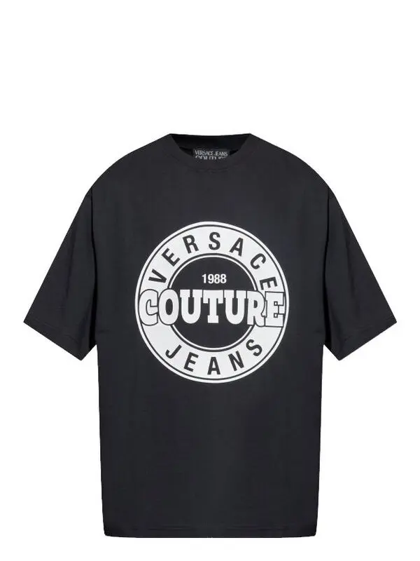 Versace Logo Printed Crewneck T-shirt - Black