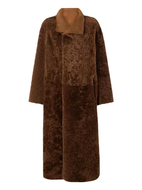 Nour Hammour Long Sleeve Shearling Coat - Light Brown