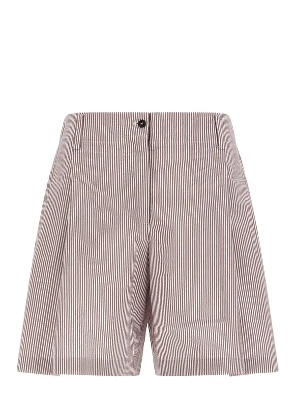 Brunello Cucinelli Striped Cotton Blend Wide-leg Shorts - Gray