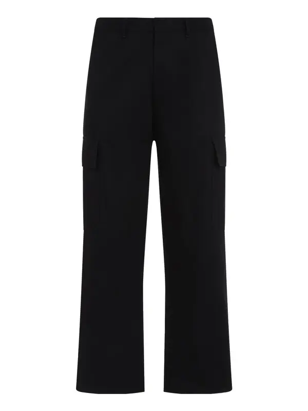 Prada Logo Plaque Wide-leg Cargo Pants - Black