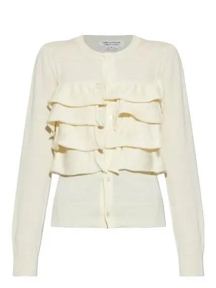 Comme Des Garçons Ruffled Cardigan - White