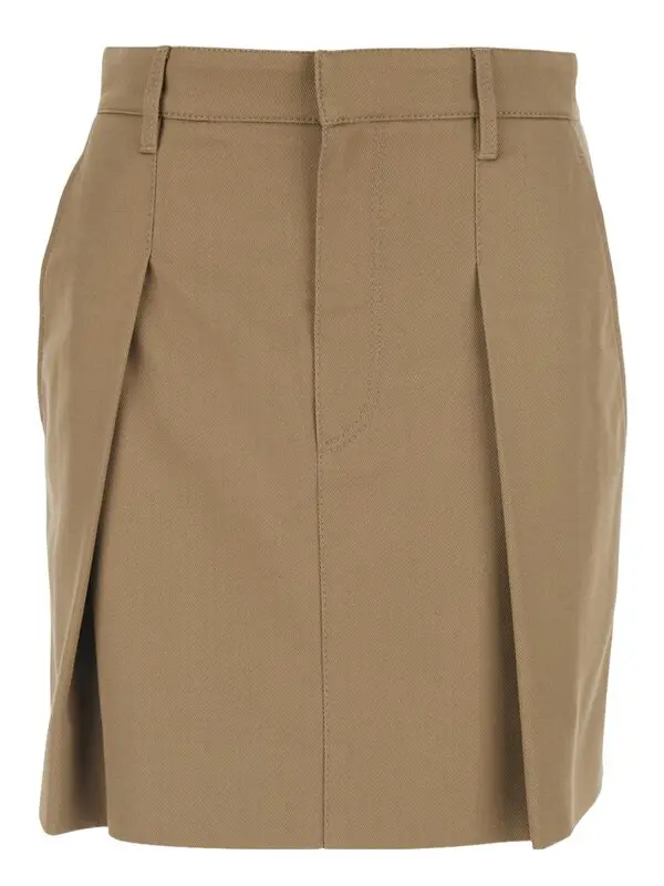 Brunello Cucinelli Pleated Mini Skirt - Brown