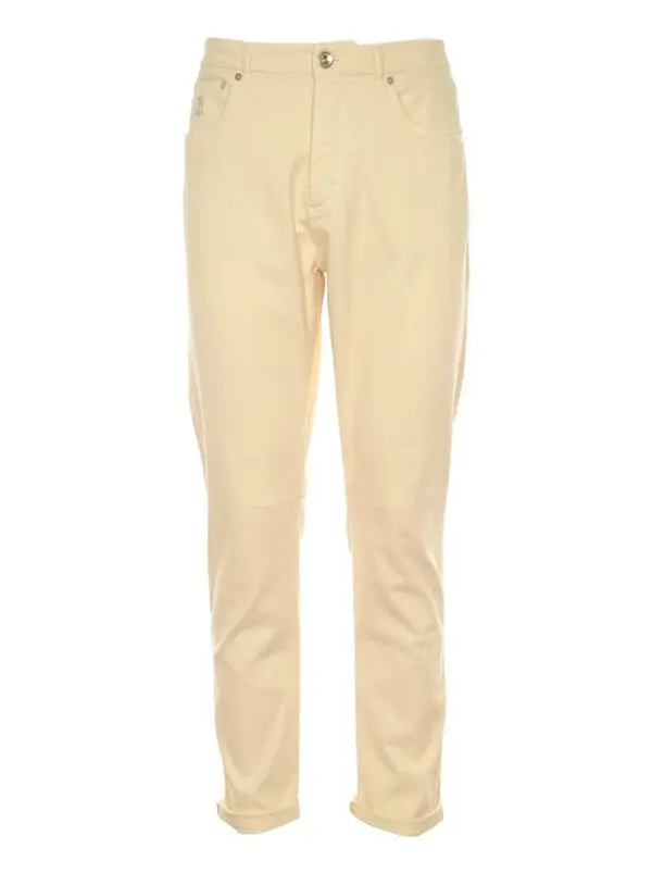 Brunello Cucinelli Logo Patch Straight Leg Jeans - Nude