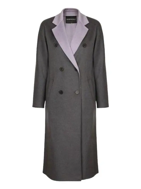 Emporio Armani Lapel Double-breasted Coat - Black