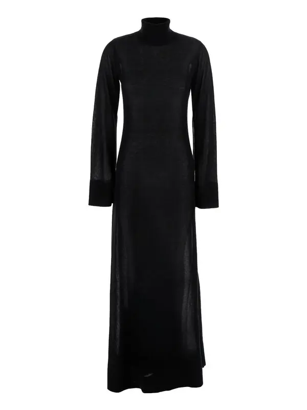TOTEME Maxi Dress With High Neck And Slit Sleeves - Black