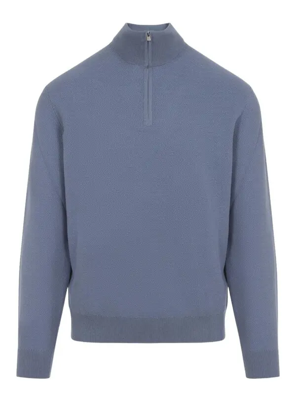 Ralph Lauren Half-zip Knitted Sweater - Soft Blue