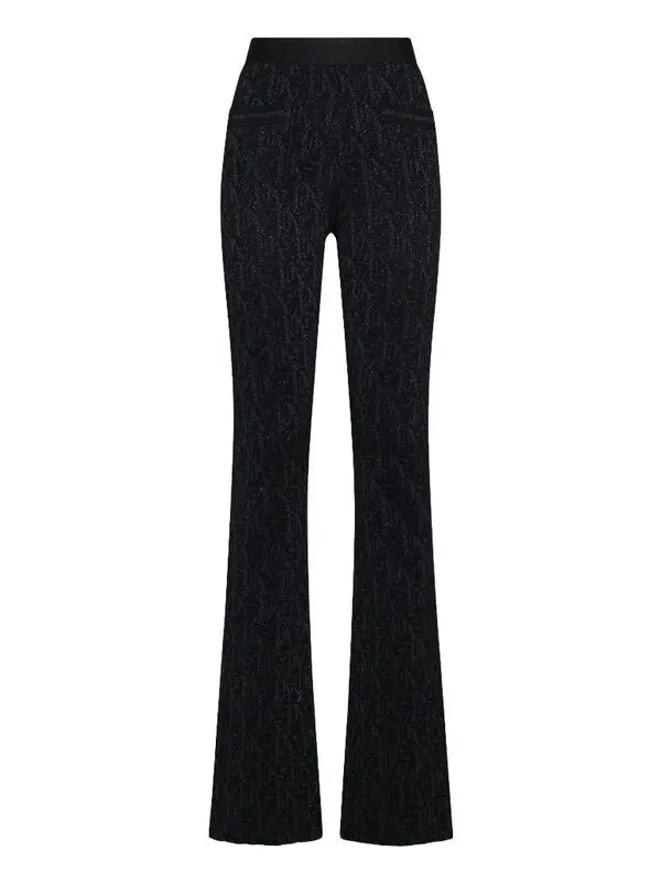 Palm Angels Monogram Jacquard Knitted Flare Pants - Black