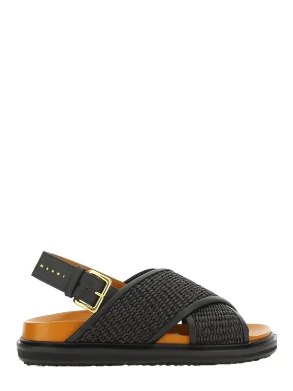 Marni Fussbett Cross-strap Flat Sandals - Black