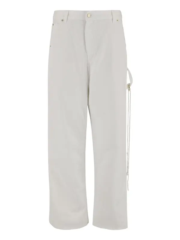 DARKPARK Lisa Chain Adorned Carpenter Denim Jeans - White