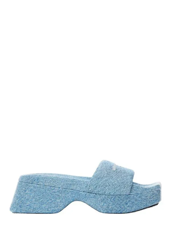 Alexander Wang Logo Embossed Platform Sandals - Denim Blue